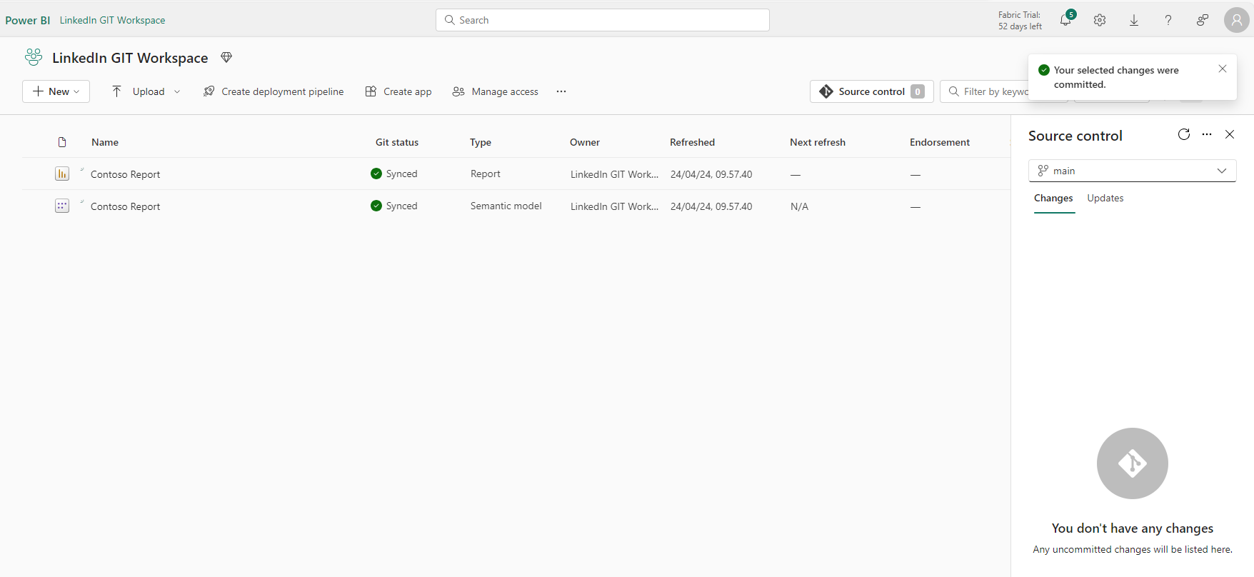 Simple Version Control in Fabric / Power BI with GIT Integration – a beginner’s guide – Downhill ...